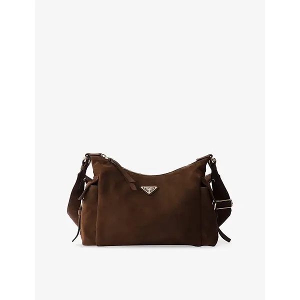 Prada Large Suede Bag - Brown