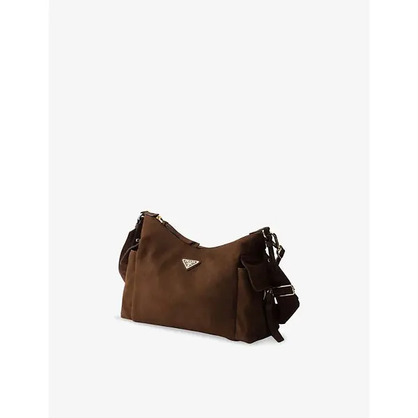 Prada Large Suede Bag - Brown