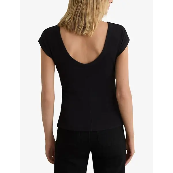 REISS Serena Scoop-back Stretch-cotton Top