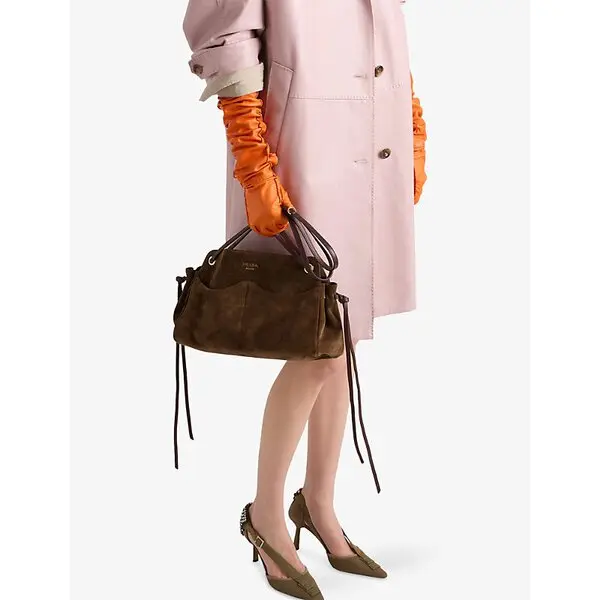 Prada Large Suede Tote Bag - Brown