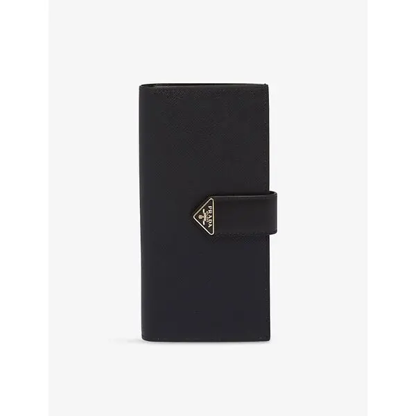 Prada Large Saffiano And Smooth Leather Wallet - Black