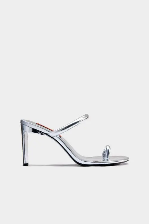 SIMONMILLER Metallic Pipe Heel Sandals - Silver