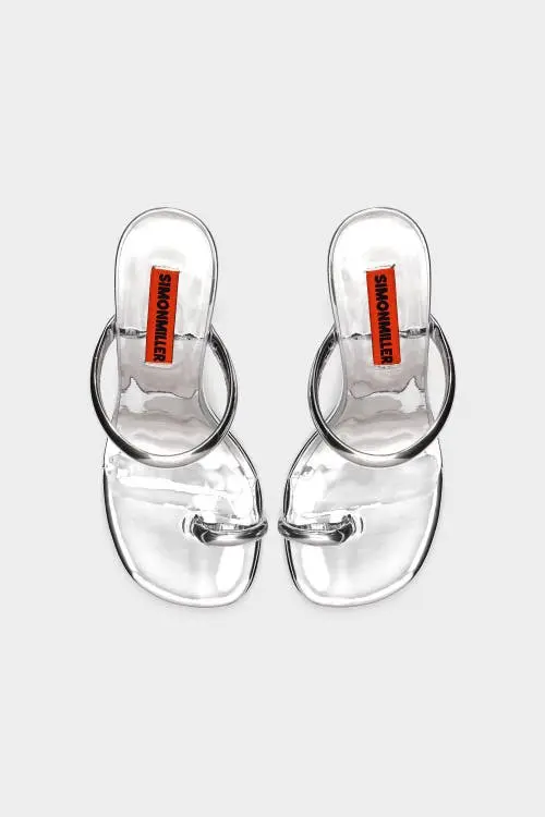 SIMONMILLER Metallic Pipe Heel Sandals - Silver