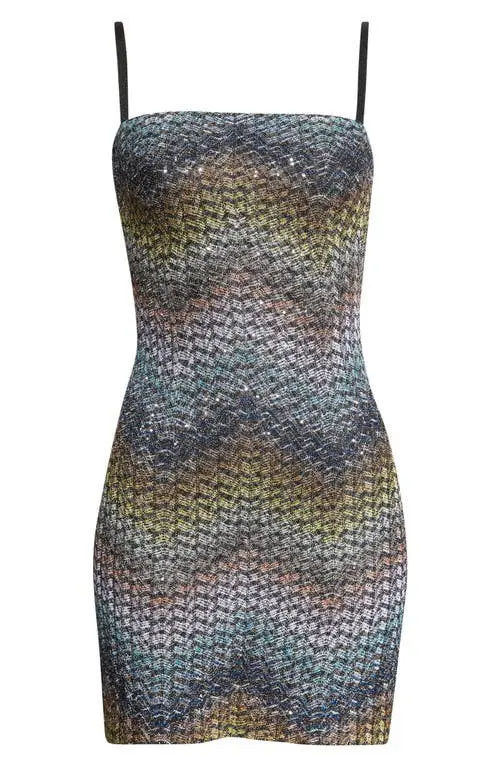 Missoni Metallic Zigzag Sequin Knit Minidress - Multi Blue Yellow Violet