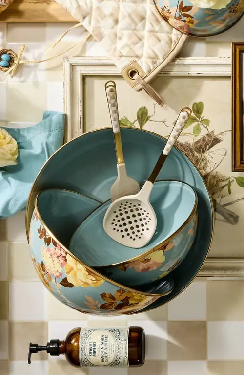 MACKENZIE-CHILDS Wild Rose Slate Extra Large Everyday Bowl - Blue