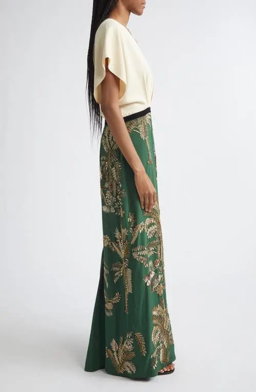 Johanna Ortiz Night Steps Plunge Neck Maxi Dress