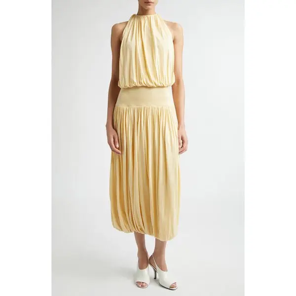 TOTEME Soft Gathered Midi Dress - Champagne