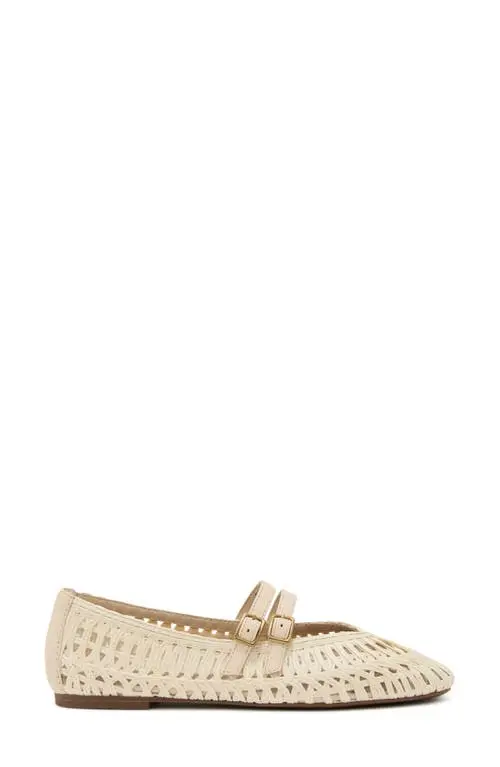 REISS Elizabeth Woven Leather Mary Jane Flats - Off White