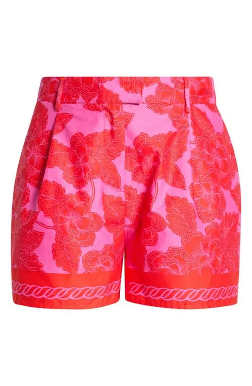SUGARLIPS Floral Pleated Shorts - Fuchsia-red