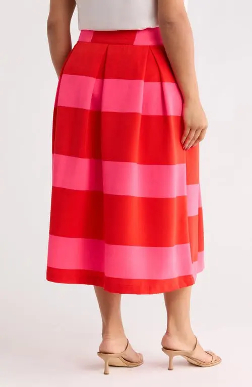 SUGARLIPS Lolli Stripe Pleated Midi Skirt