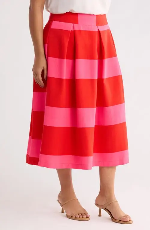 SUGARLIPS Lolli Stripe Pleated Midi Skirt