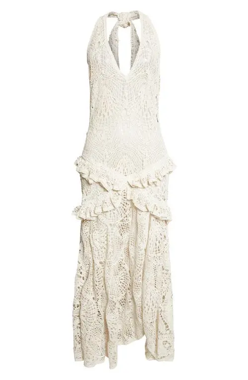 SIEDRES Elvira Lace Halter Cover-up Dress - Ecru