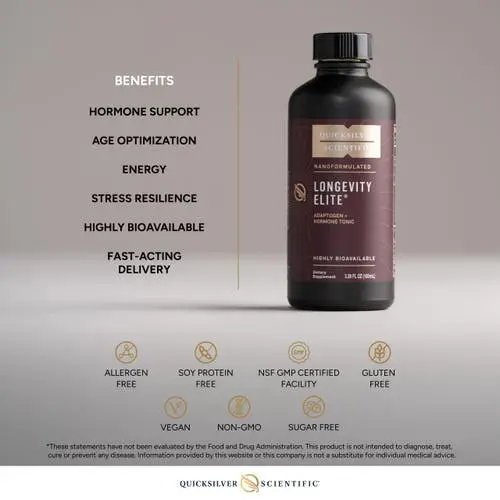 QUICKSILVER SCIENTIFIC Longevity Elite Liposomal Adaptogen And Pregnenolone Tonic