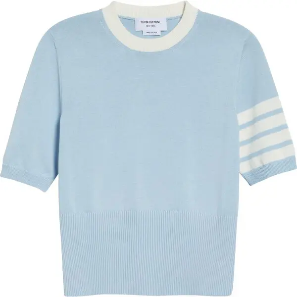 Thom Browne Hector Short Sleeve Sweater - Light Blue