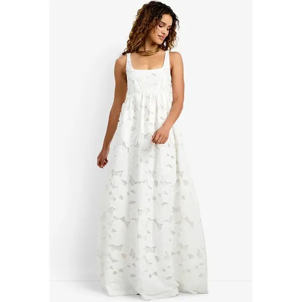 Trina Turk Ariel Lace Maxi Dress - Whitewash