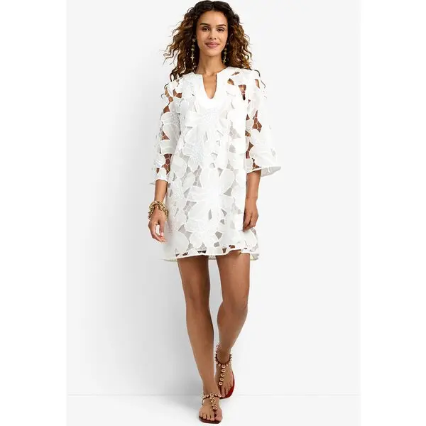 Trina Turk Mangrove Novelty Lace Mini Dress - Whitewash