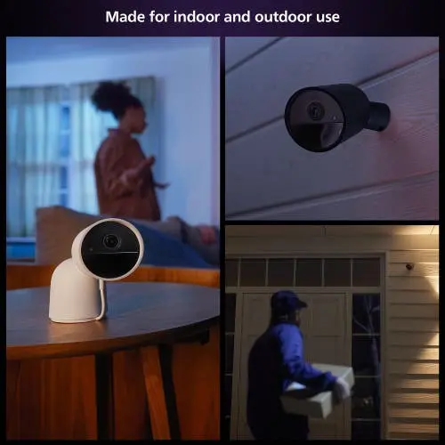 PHILIPS HUE Secure Wired Security Camera With Desktop Stand - Black