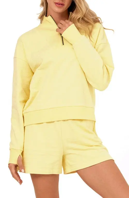 THREADS 4 THOUGHT Kindra Embroidered Dot Quarter Zip Top - Lemonade/ecru