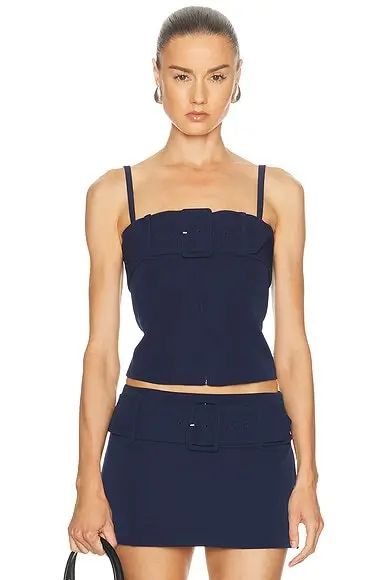 Sandy Liang Ahsoka Top - Navy