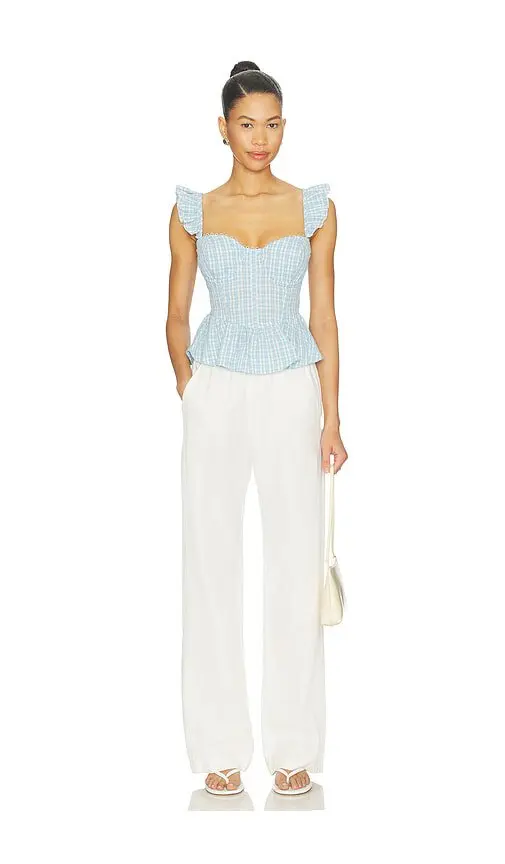 Astr The Label Baylin Seersucker Corset Top