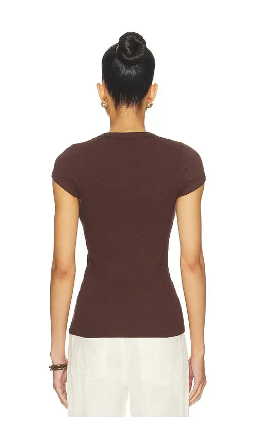 Enza Costa Textured Rib Cap Sleeve Crew