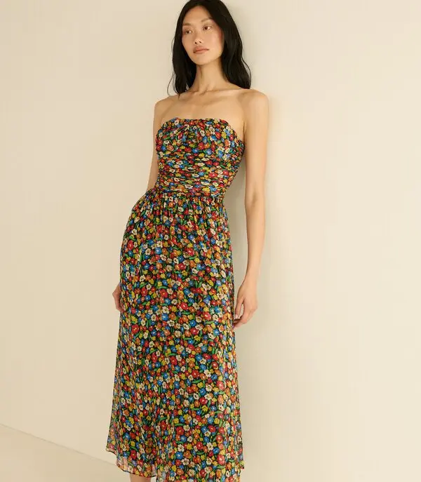 DÔEN Marguerite Strapless Floral Dress - Begonia Blossom
