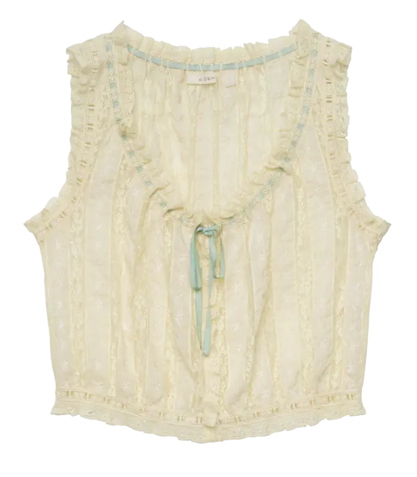 DÔEN Vetiver Lace-paneled Top