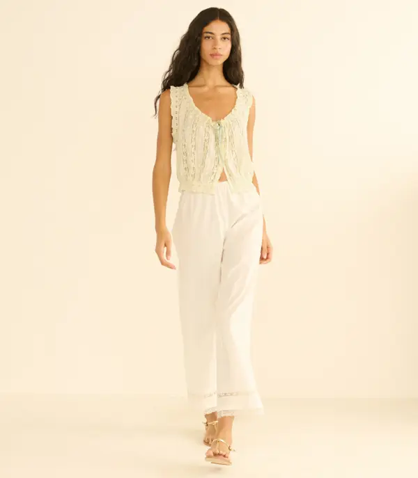 DÔEN Vetiver Lace-paneled Top - Gateau