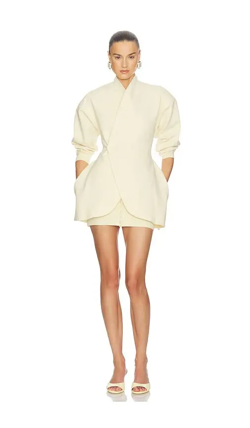 HELSA Lettie Knit Blazer Dress - Lemon