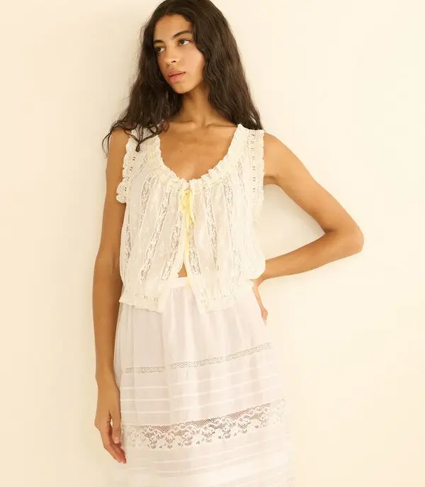 DÔEN Vetiver Organic Cotton Voile Top - Salt