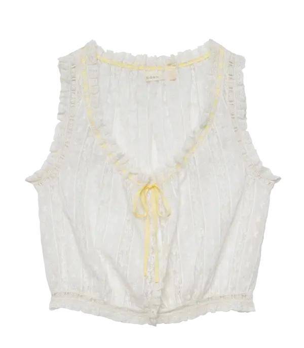 DÔEN Vetiver Organic Cotton Voile Top - Salt