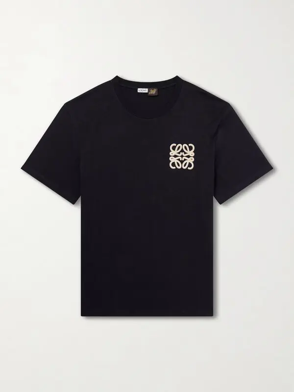 Loewe Paula's Ibiza Logo-embroidered Cotton T-shirt - Black