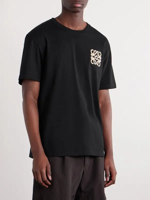 Loewe Paula's Ibiza Logo-embroidered Cotton T-shirt - Black