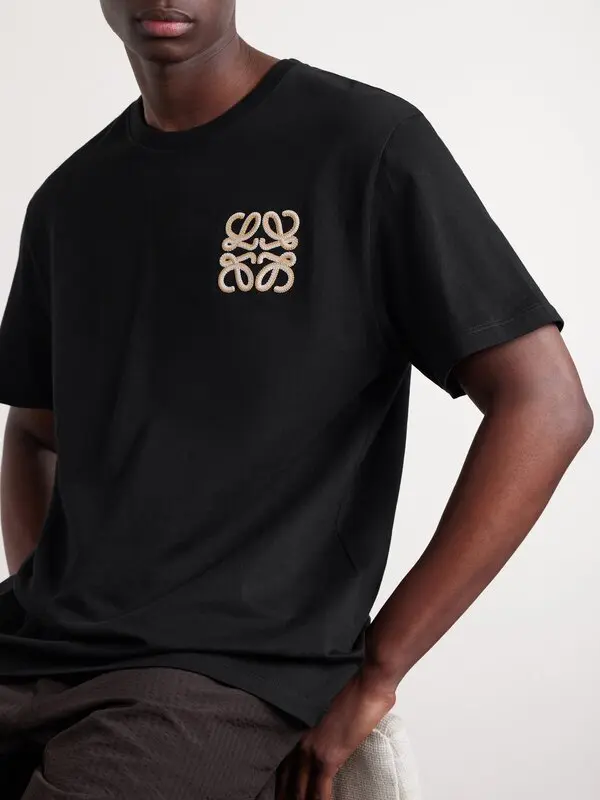 Loewe Paula's Ibiza Logo-embroidered Cotton T-shirt - Black
