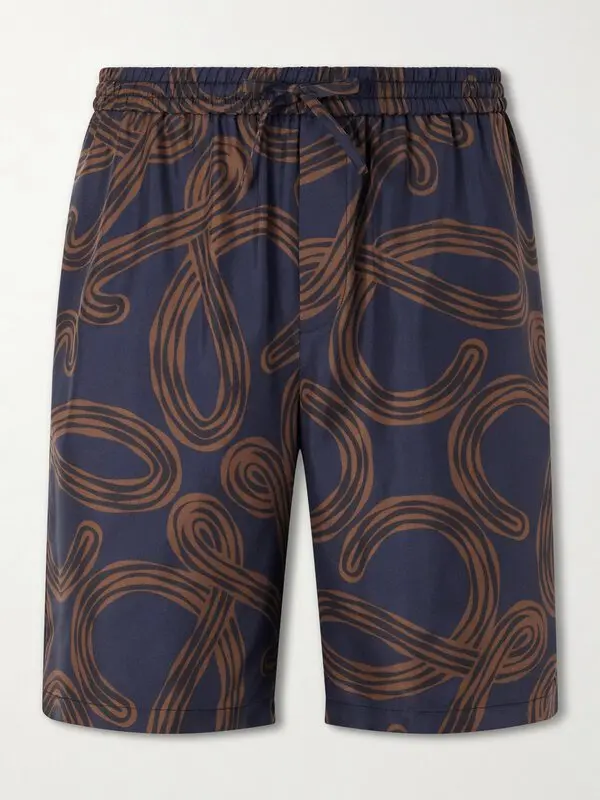 Loewe Printed Silk Straight-leg Shorts - Blue