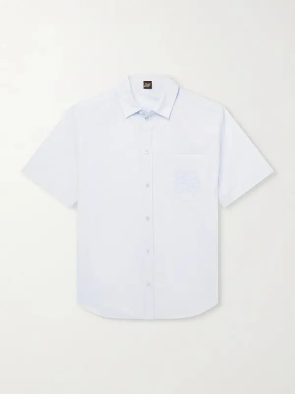 Loewe Paula's Ibiza Logo-embroidered Cotton-blend Shirt - Blue