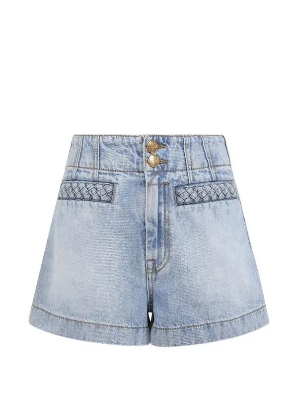Zimmermann Indra Denim Shorts - Sky Blue