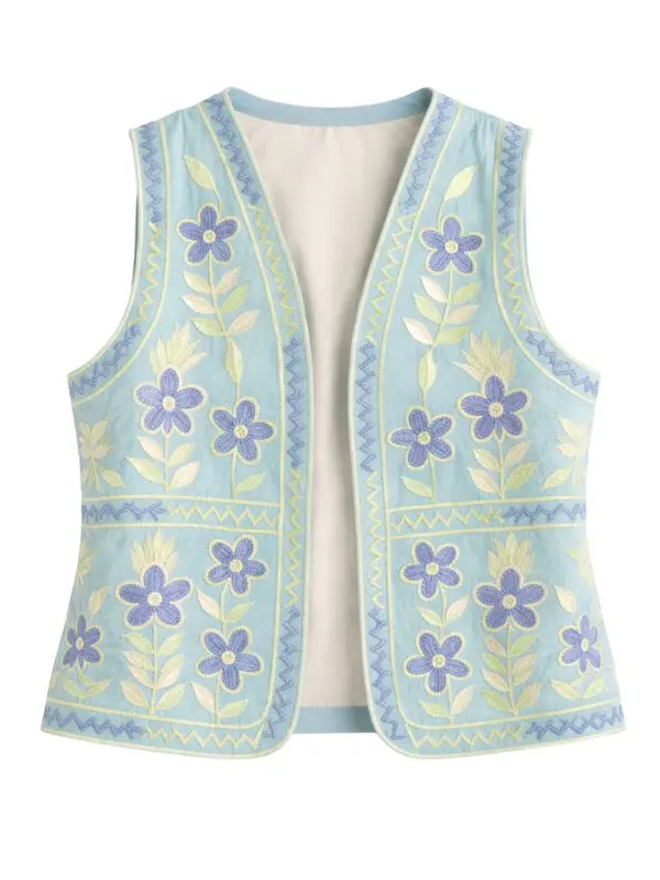 Antik Batik Carioca Vest - Sky Blue