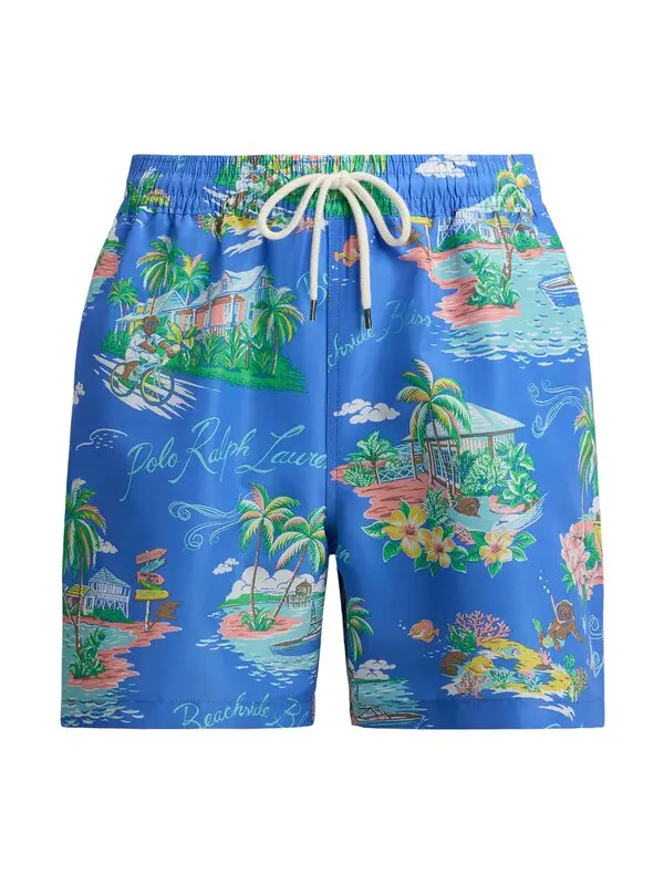 Polo Ralph Lauren Printed Swim Boxer Shorts - Sky Blue