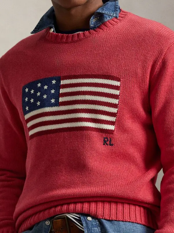 Polo Ralph Lauren Iconic Sweater With Flag Detail - Red
