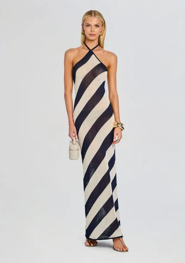 SEROYA Dree Knit Maxi Dress - Navy/eggshell
