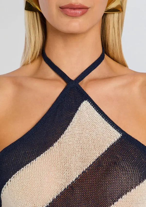 SEROYA Dree Knit Maxi Dress - Navy/eggshell