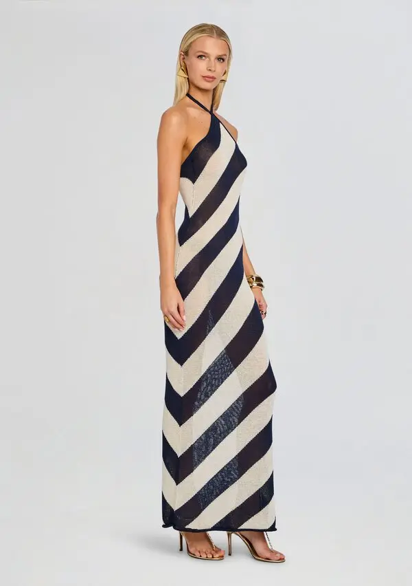 SEROYA Dree Knit Maxi Dress - Navy/eggshell