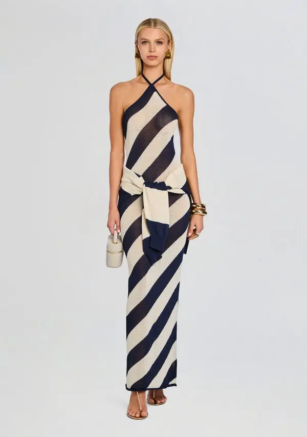 SEROYA Dree Knit Maxi Dress - Navy/eggshell