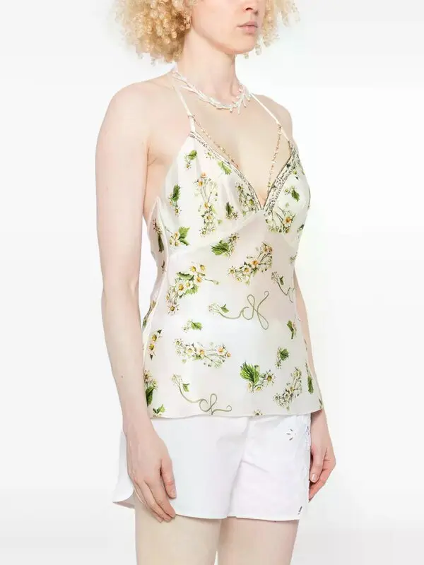 Camilla Floral-print Silk Halterneck Top