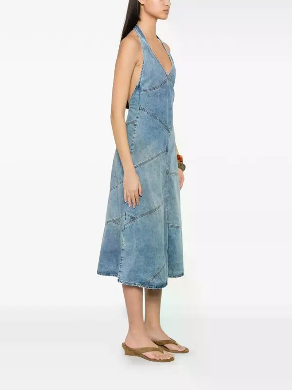EB DENIM Delphi Pieced Halter Midi Dress