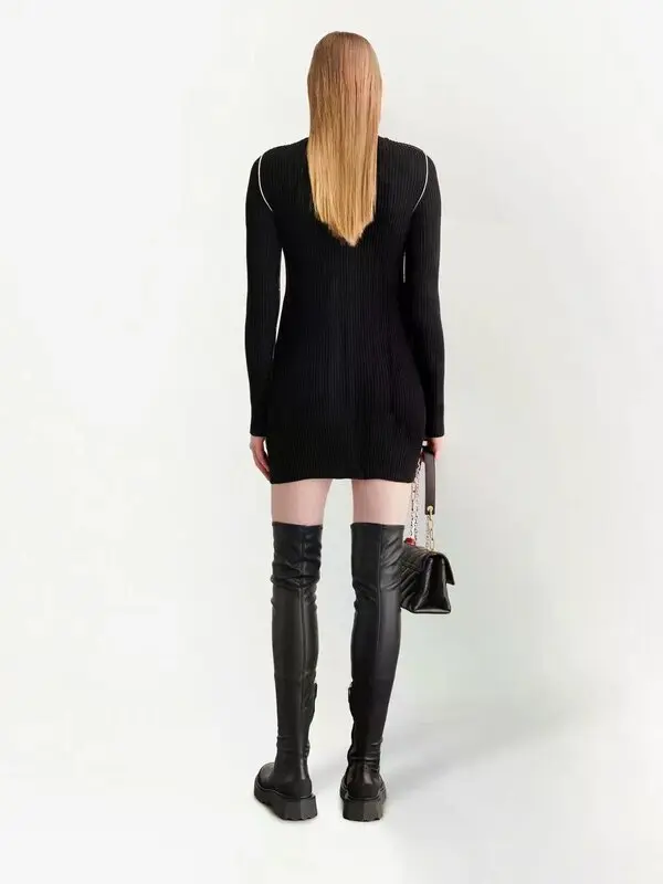 Off-White Embroidered-logo Ribbed Mini Dress