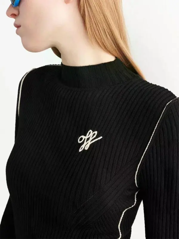 Off-White Embroidered-logo Ribbed Mini Dress