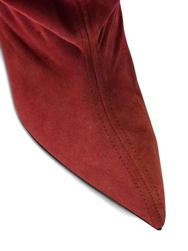 Balmain Suede Ankle Boots - Red