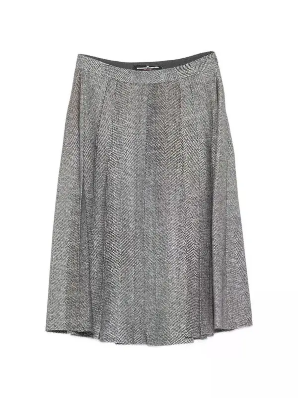 Ermanno Scervino Herringbone Pleated Midi Skirt